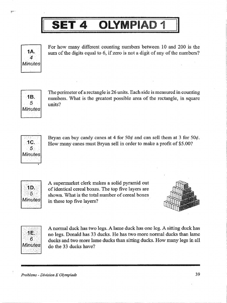 Math Olympiad Contest Problems Vol 2 E Set 4 | PDF