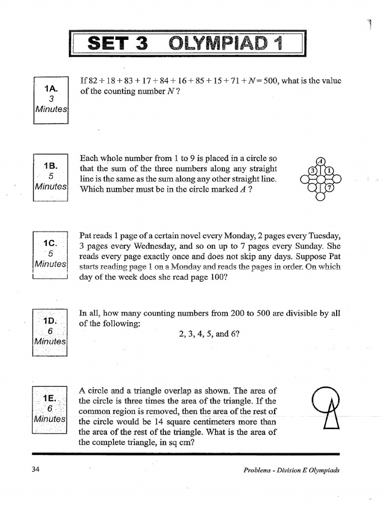 Math Olympiad Contest Problems Vol 2 E Set 3 | PDF