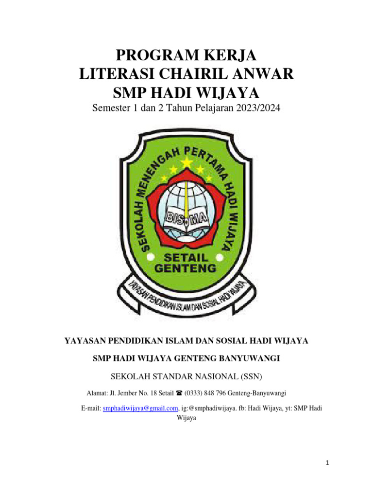Program Kerja Literasi Chairil Anwar | PDF | Ilmu Sosial | Kajian Bahasa Asing