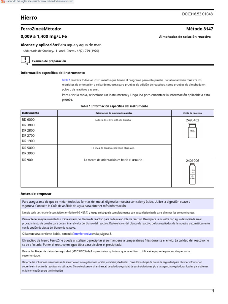 Fe. Ferrozine | PDF | Concentración | Valoración