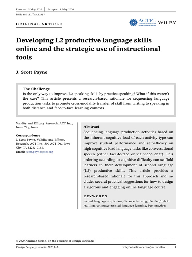 Online L2 Skill Development Guide | PDF | Second Language | Second ...