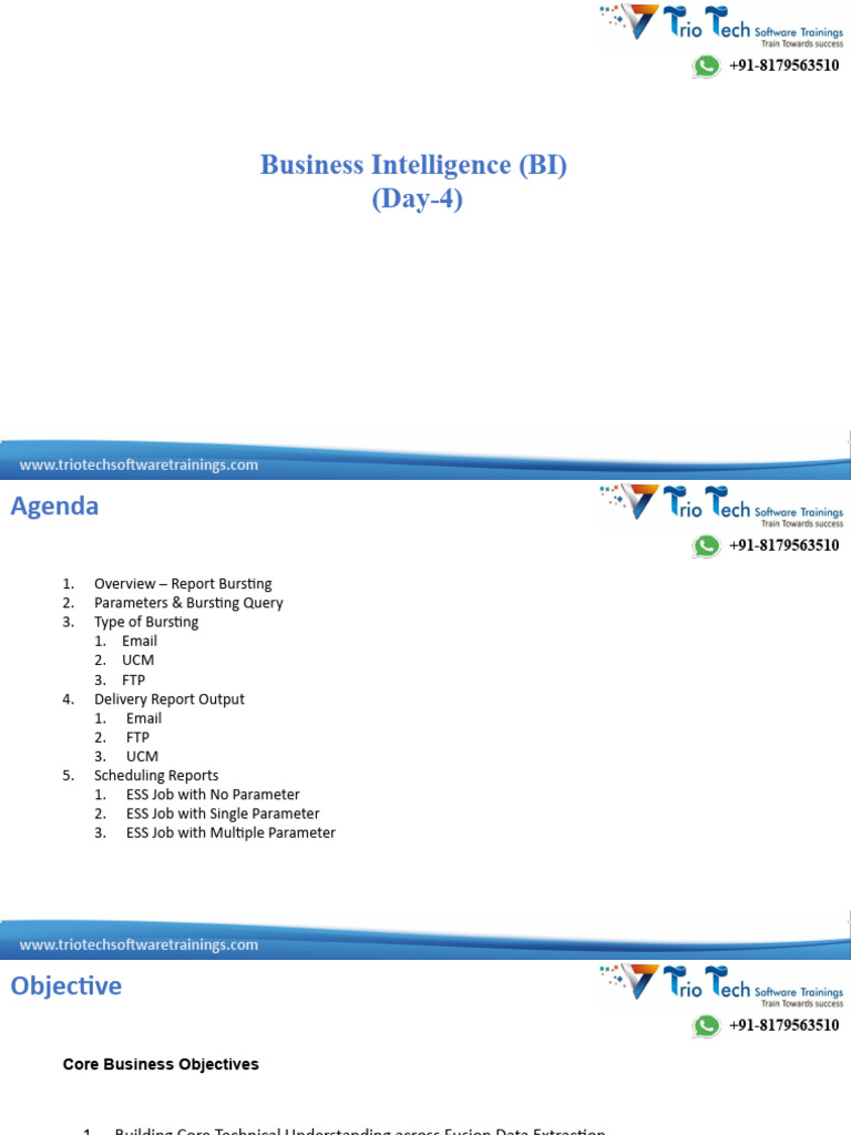 BI Day - 4 - Report Scheduling, Delivery - Bursting | PDF | Parameter (Computer Programming) | Xml