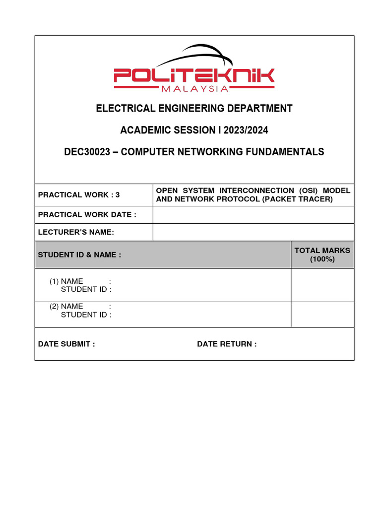 Dec30023 Computer Networking Fundamentals Pw3 | PDF | Computer Network | Internet Protocol Suite