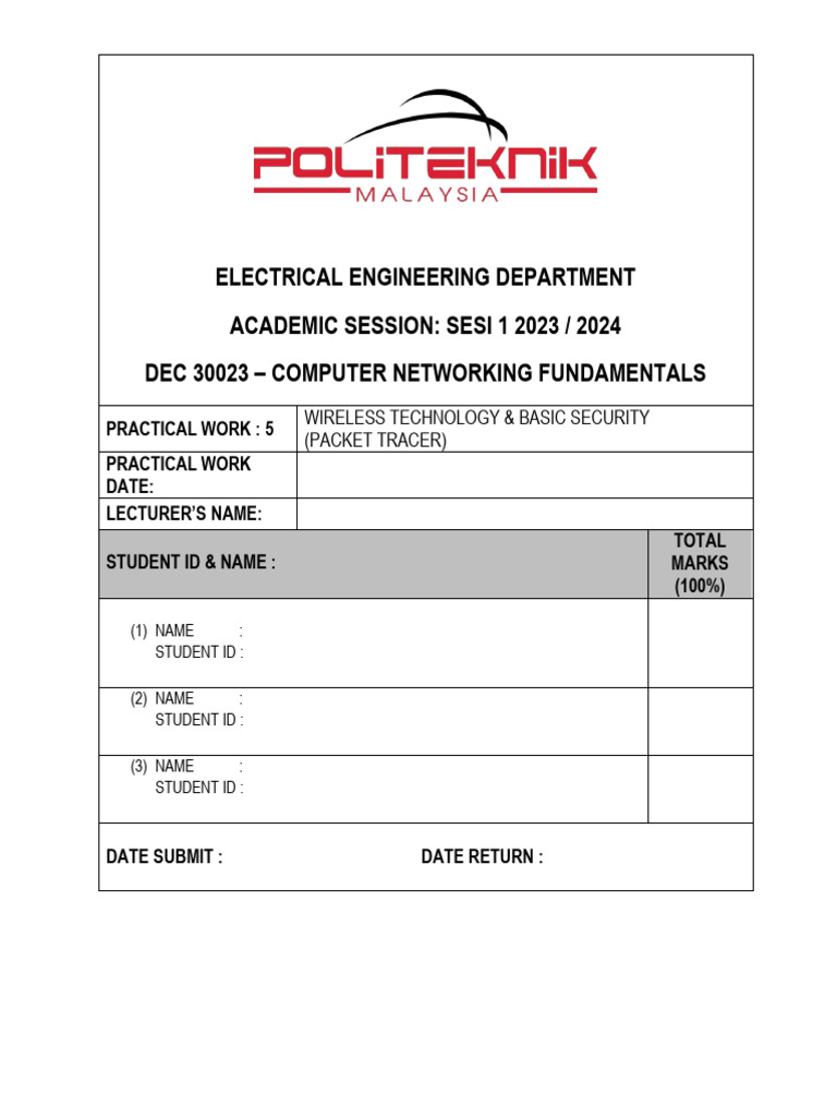 Dec30023 Computer Networking Fundamentals Pw5 | PDF | Wireless Lan | Wi Fi