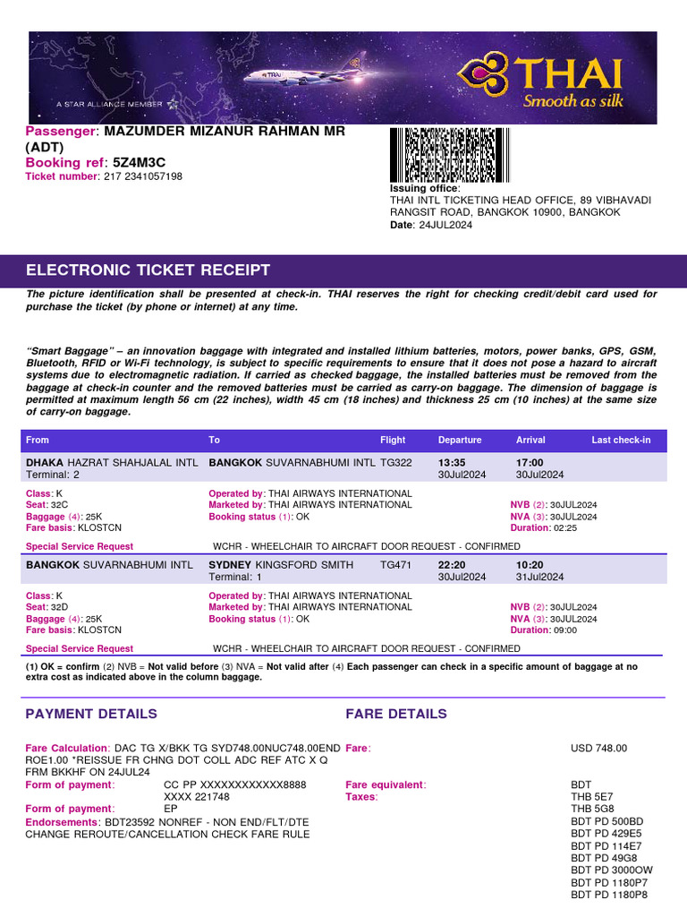 Your Electronic Ticket-EMD Receipt | PDF | Dangerous Goods | Common Carrier