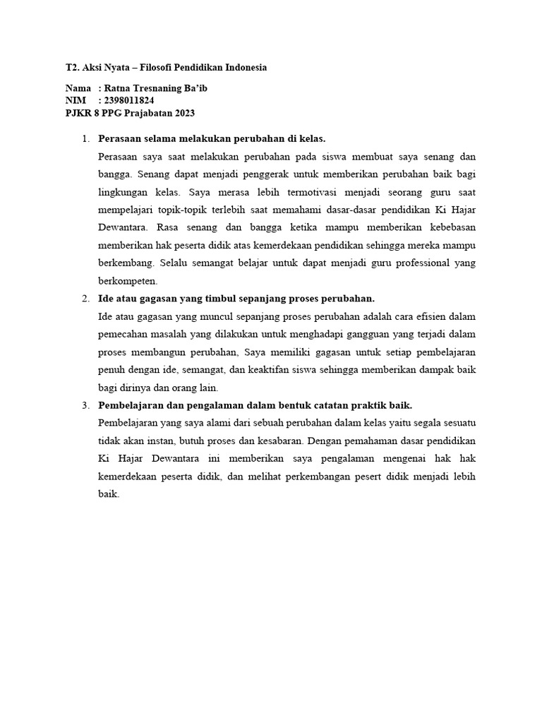 FPI T2. Aksi Nyata Ratna TB | PDF