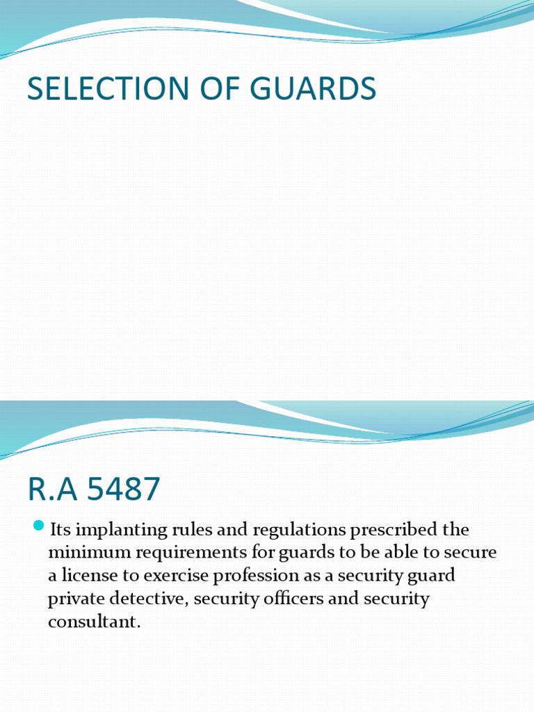Selection of Guards | PDF | Security Guard | Private Investigator