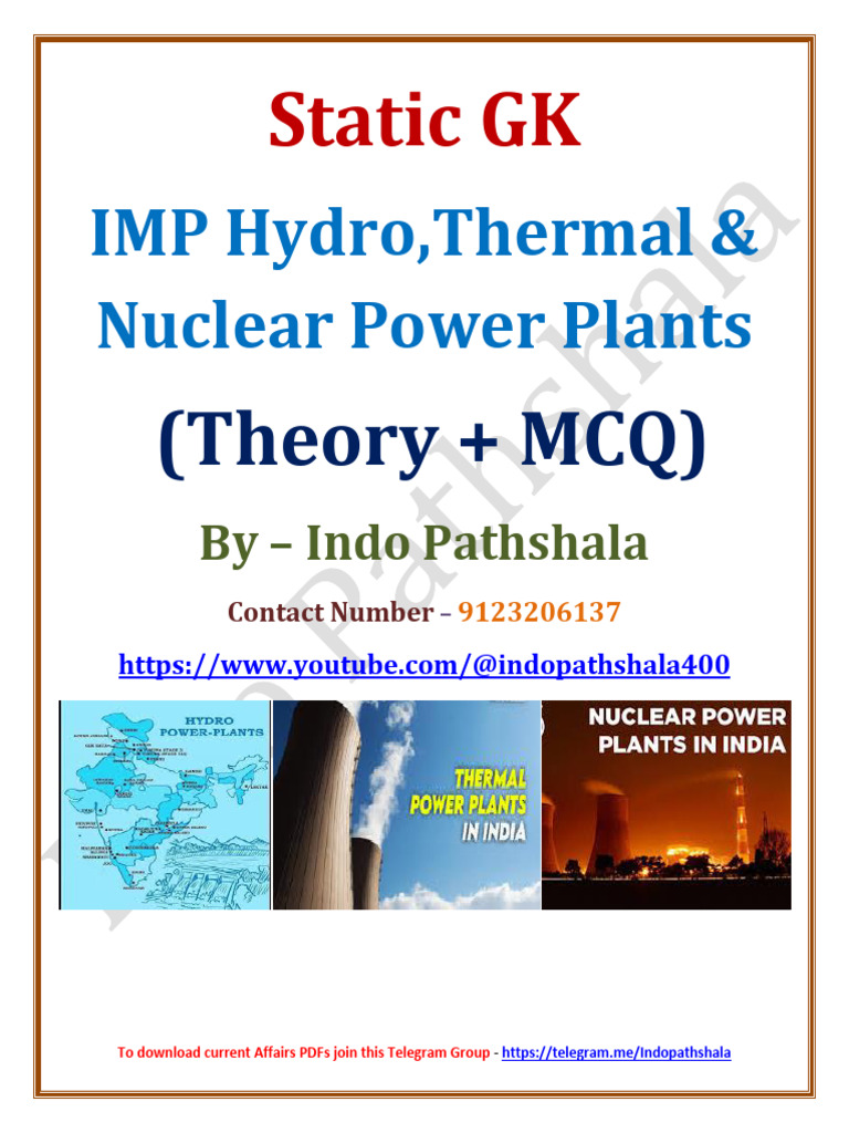 IMP Hydro, Thermal, Nuclear Power Plants Colour | PDF | Nuclear Power ...
