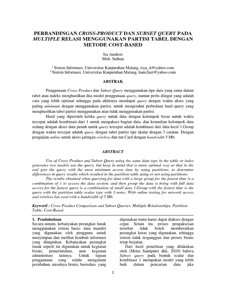 Perbandingan Cross-Product Dan Subset Query | PDF
