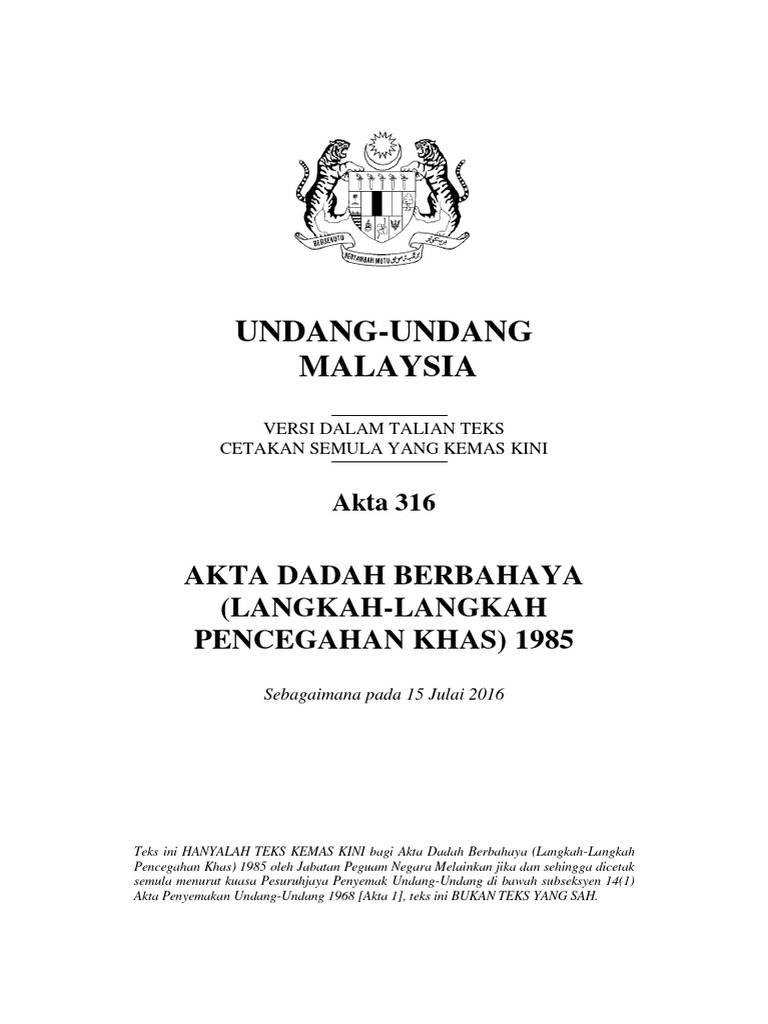 Langkah Pencegahan Dadah Khas 1985 | PDF