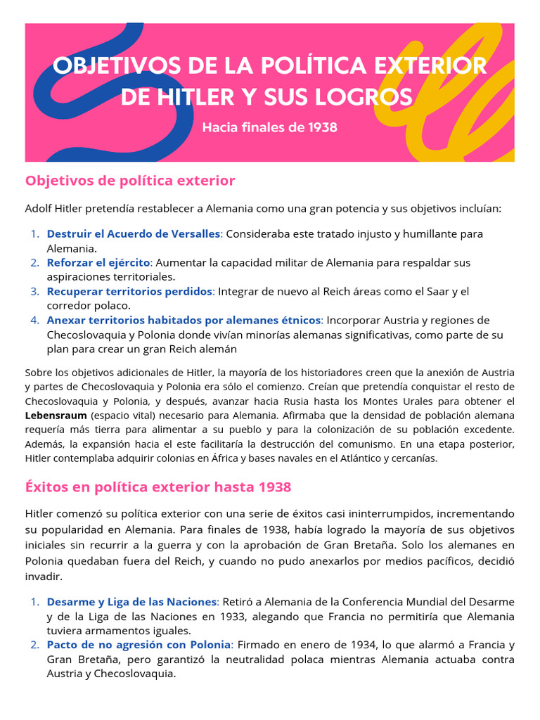 Objetivos de Política Exterior | PDF | Alemania nazi | Adolf Hitler