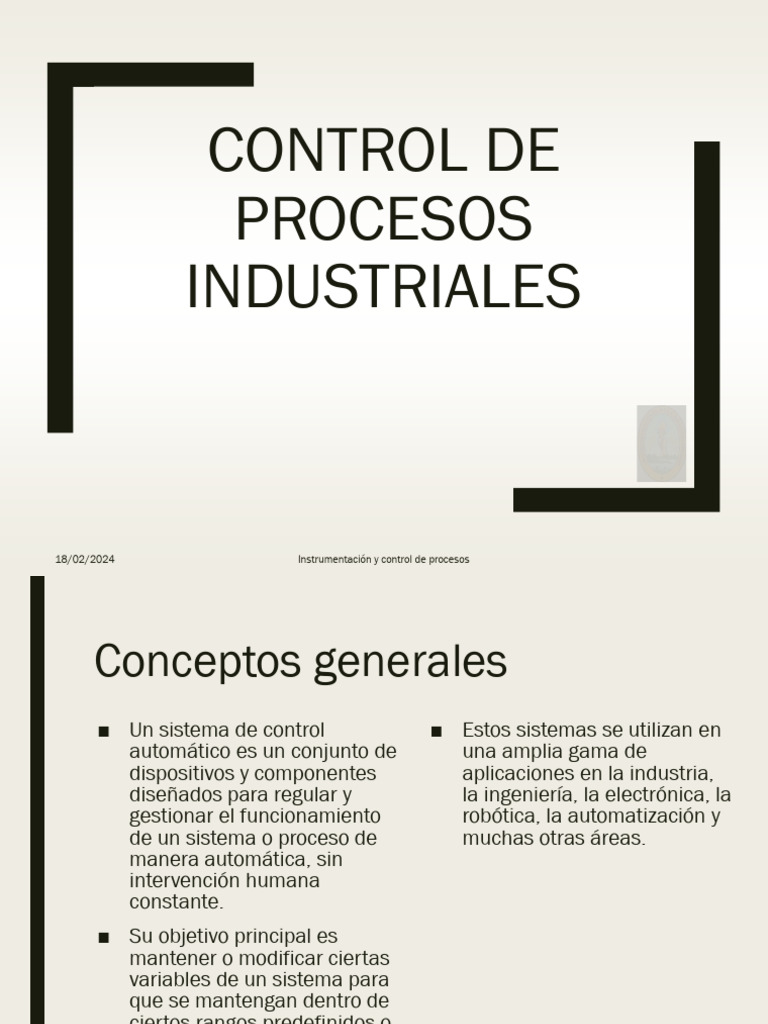 Control de Procesos Industriales | PDF | Ecuaciones | Sistema de control