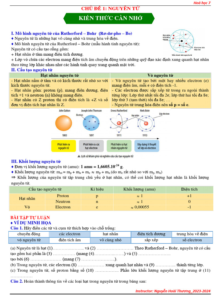 Chương 1 - Hoá Học 7 - Ttb | PDF