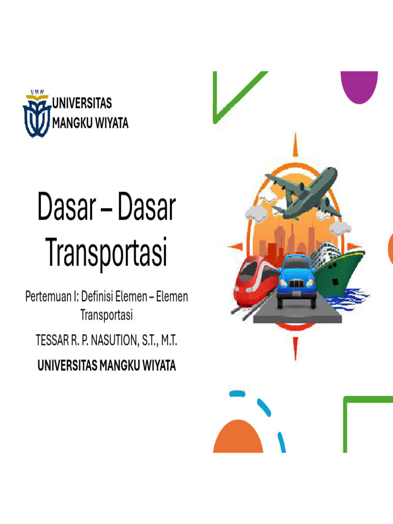 Pertemuan 1 Dasar Dasar Transportasi Pdf