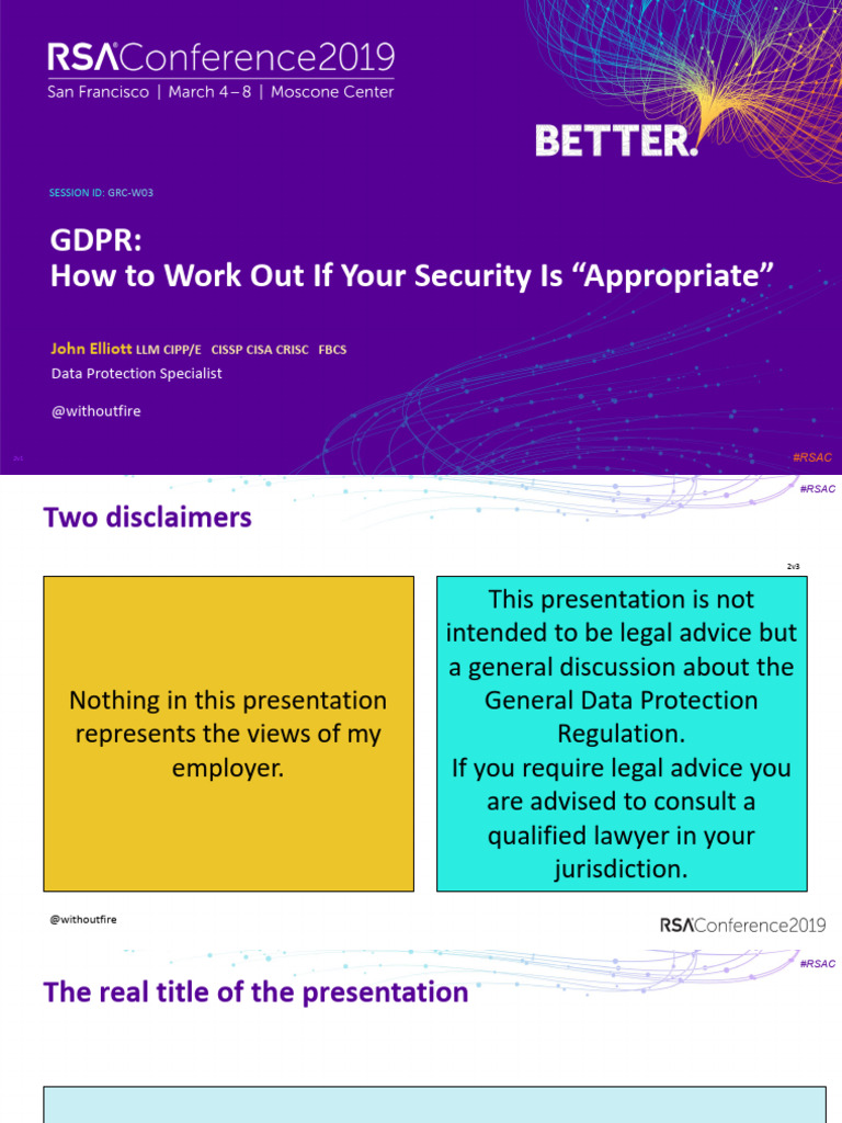 GRC w03 GDPR How To Work Out If You Security Is Appropriate | PDF ...