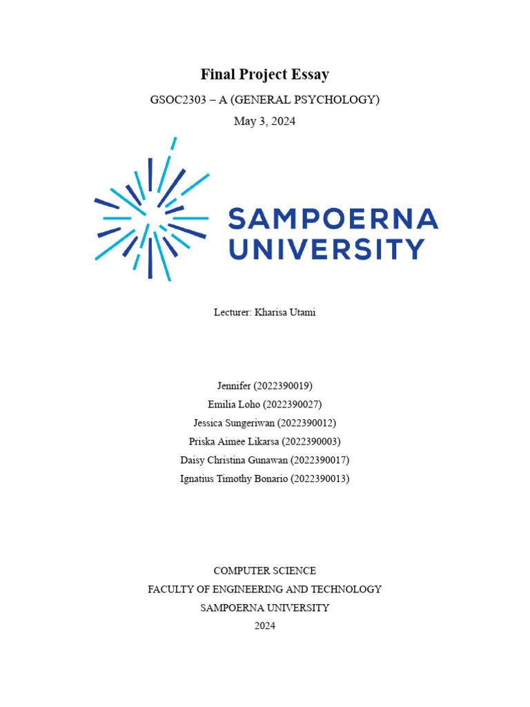 Psychology Final Project (Essay) | PDF | Memory | Learning