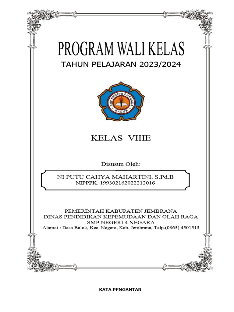 Program Wali Kelas VIII E | PDF | Ilmu Sosial | Kesehatan Holistik