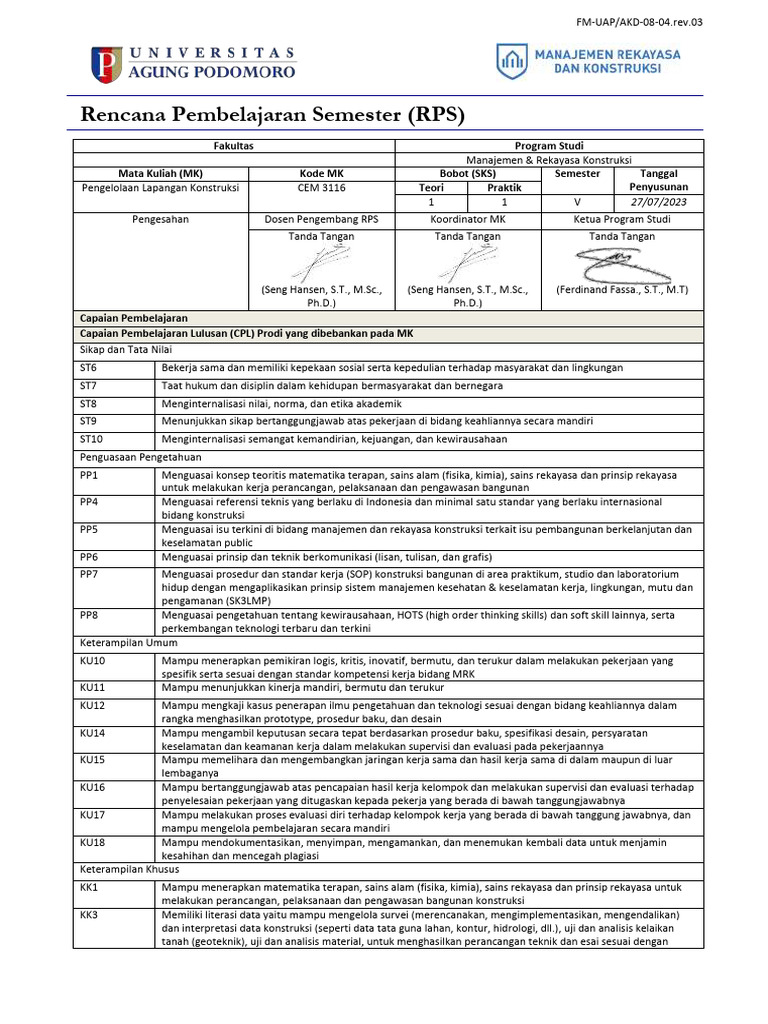 RPS PLK 2023 Appv | PDF | Seni | Teknologi & Rekayasa