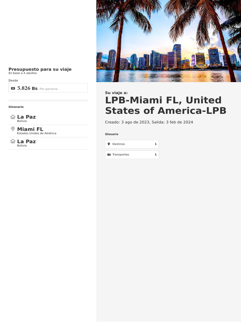 Boleto Aéreo LPB-MIA-LPB | PDF | Miami | Aviación Civil