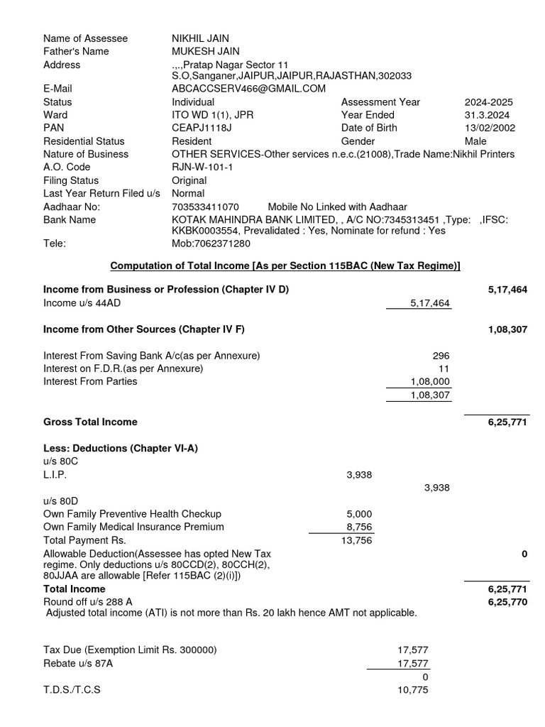 Itr | PDF | Revenue | Banks