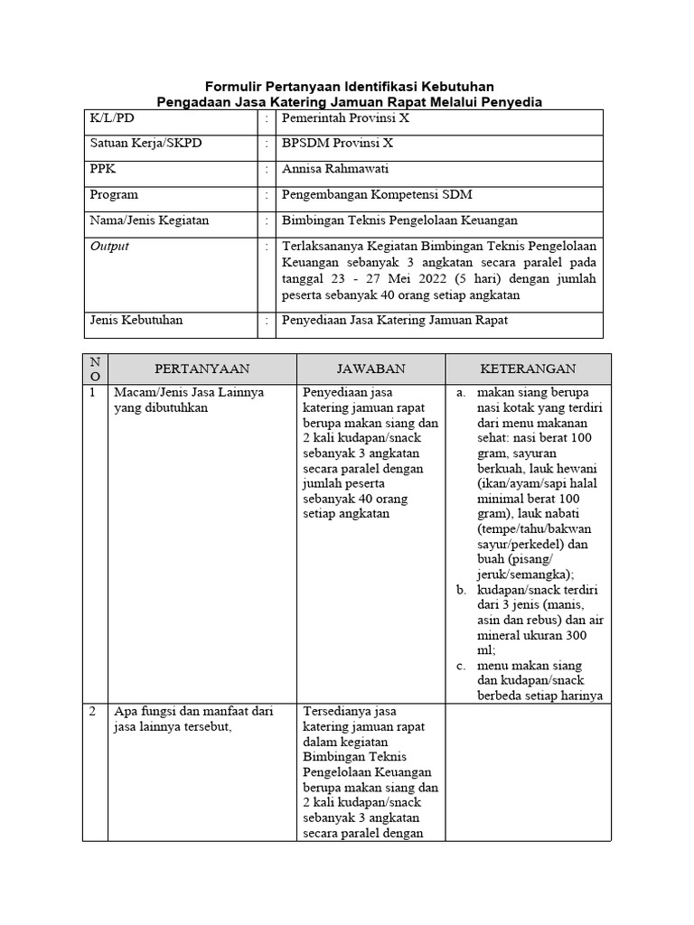 Lampiran 3 - Form Identifikasi Kebutuhan | PDF