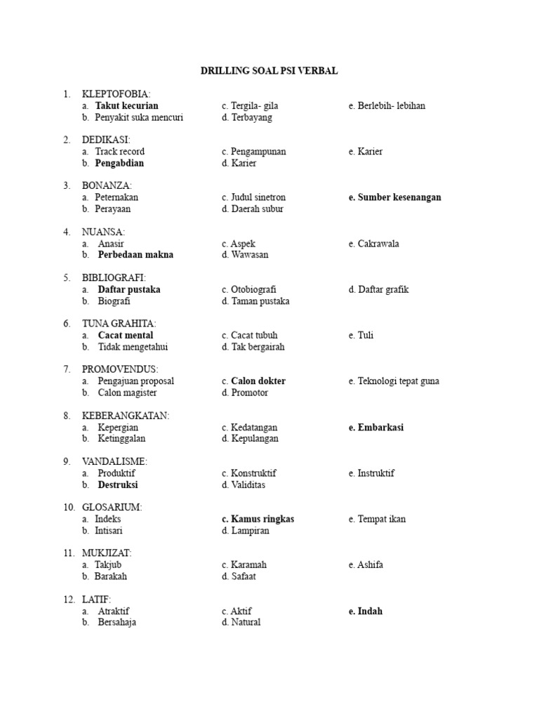 Drilling Soal Psi Verbal | PDF