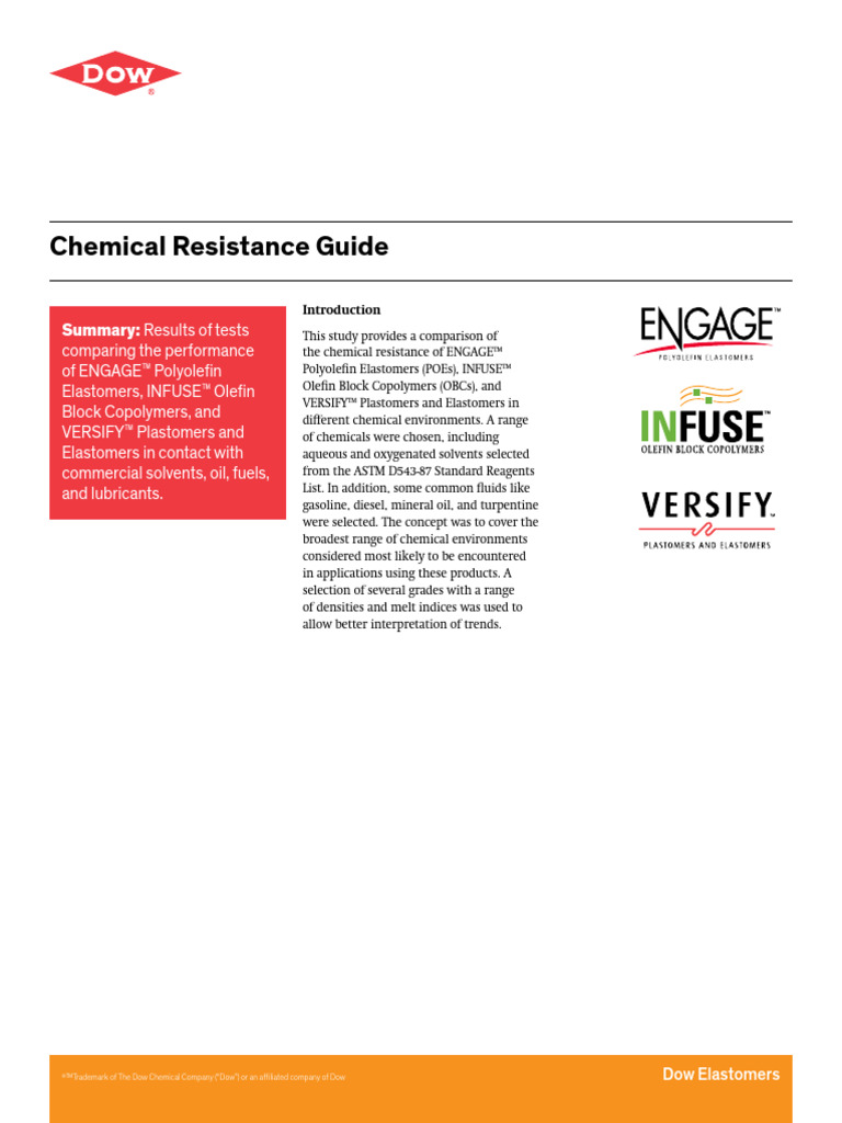Chemical Resistance Guide: Summary: Results of Tests | PDF | Hardness ...