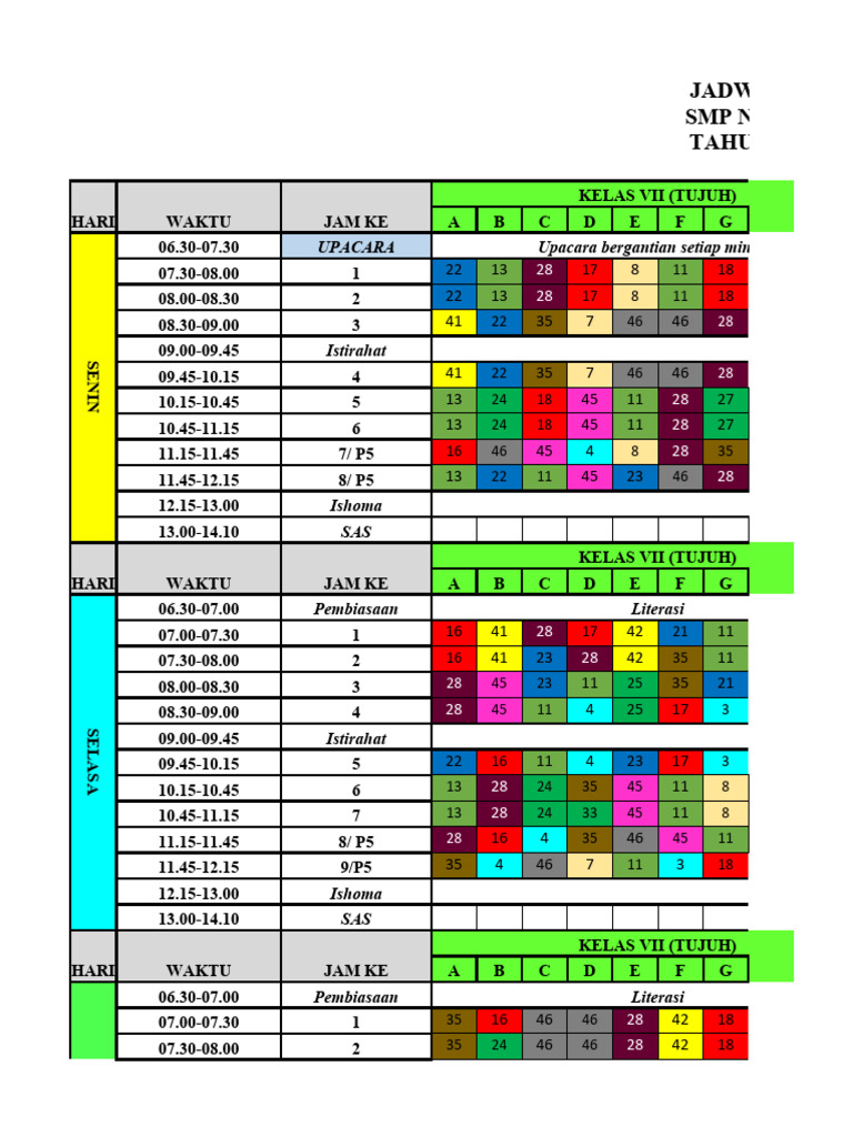 Jadwal KBM 2024 - 2025 | PDF