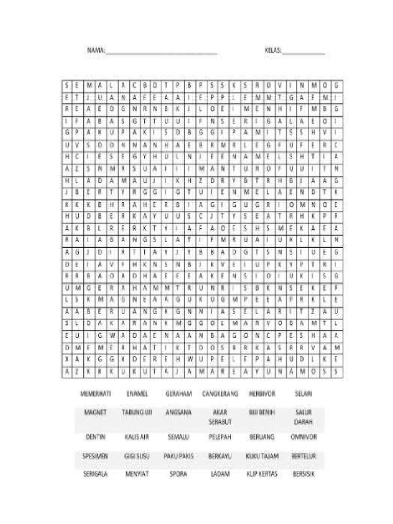 Cari Perkataan Tersembunyi | PDF