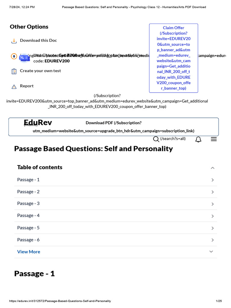 Passage On Ch-2 Self and Personality | PDF | Self Actualization ...