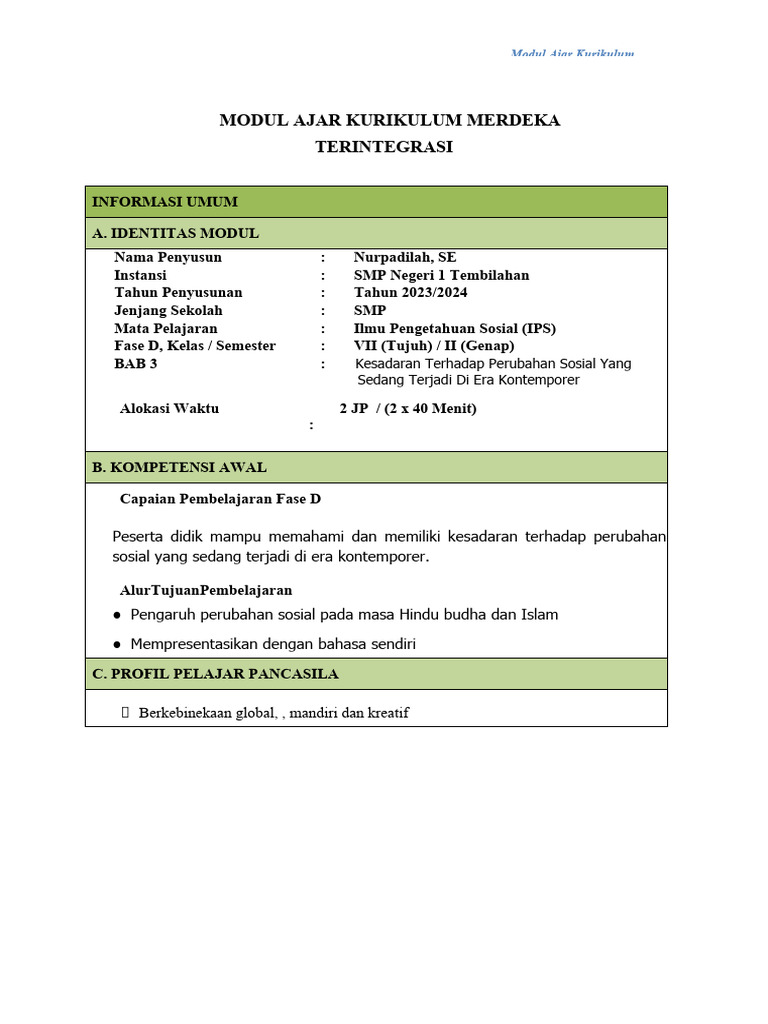 Modul IPS Fase D Kelas VII | PDF