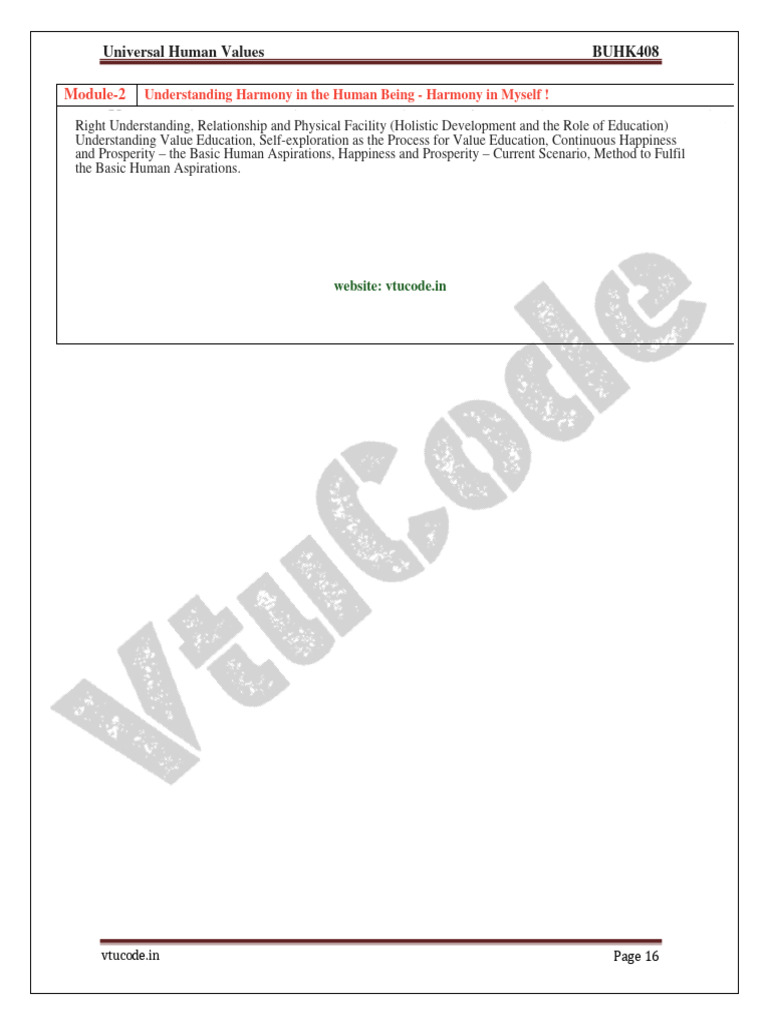 @vtucode - in BUHK408 Module 2 2022 Scheme | PDF | Consciousness | Happiness