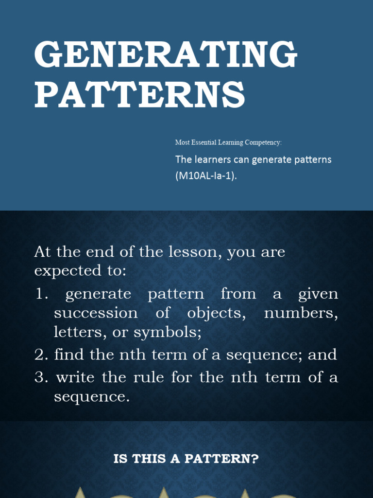 Generatingpatterns 220927025241 d260f32b | PDF | Sequence | Mathematics