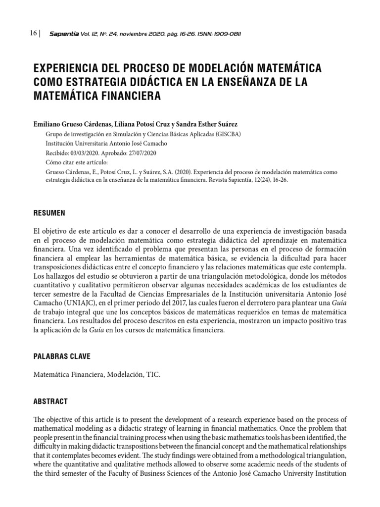 Modelación Matemática en Finanzas | PDF | Matemáticas | Enseñando
