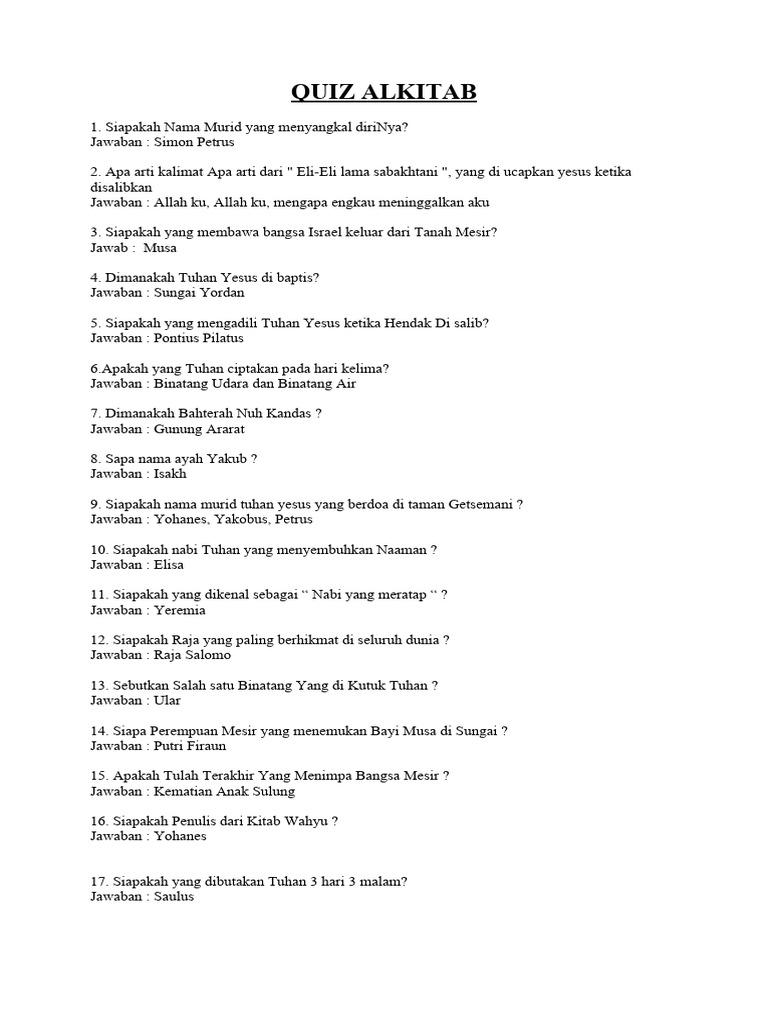 Quiz Alkitab | PDF | Seni