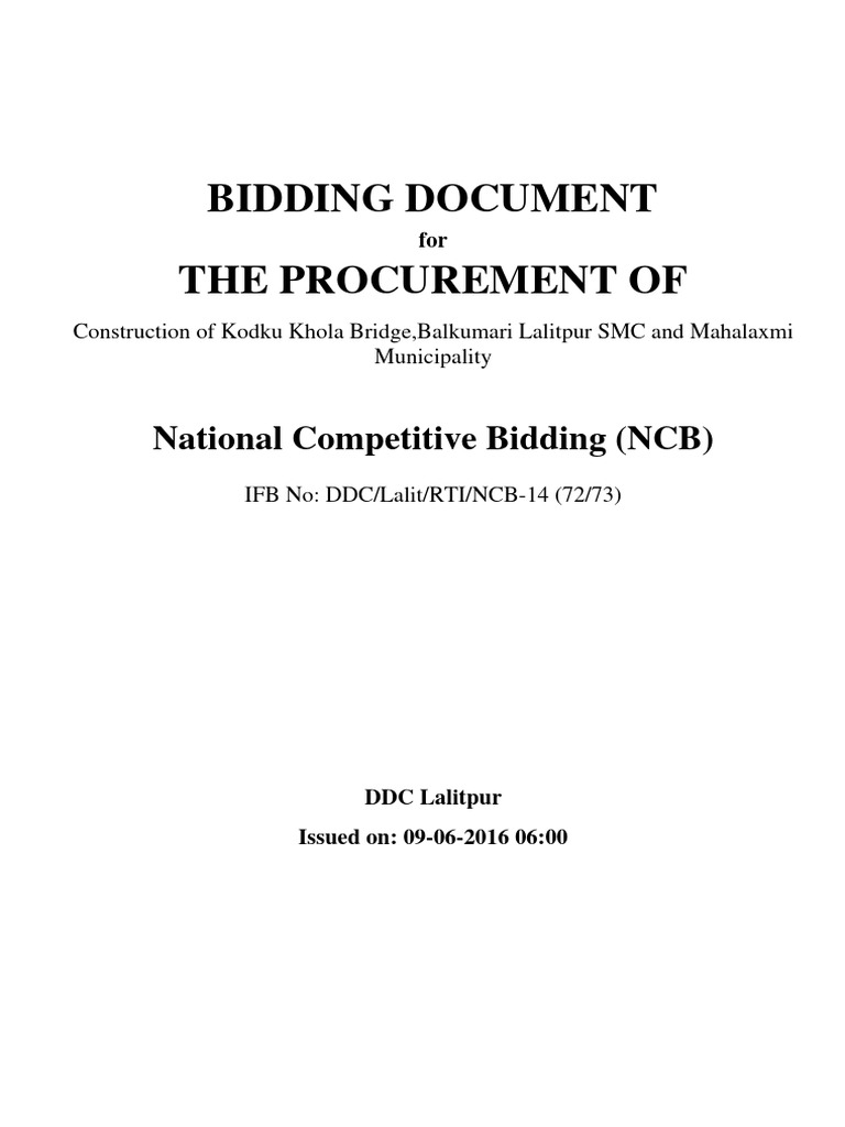 Bid Document | PDF | Procurement | Budget