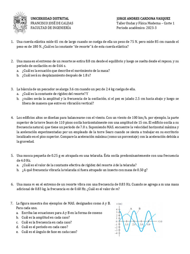 Taller Primer Corte Fisica de Ondas | PDF | Olas | Frecuencia