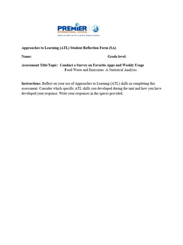 Approaches to Learning ATL Reflection Form SA 1 (2) | PDF | Learning ...