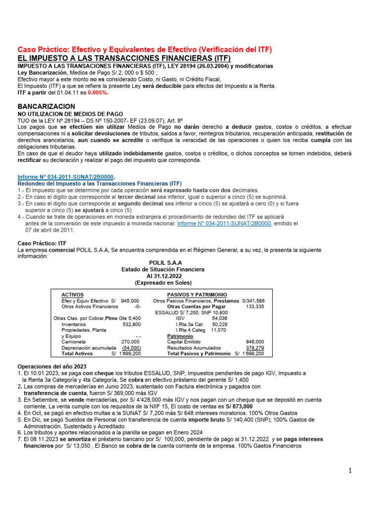 Caso ITF | PDF | Impuestos | Cheque