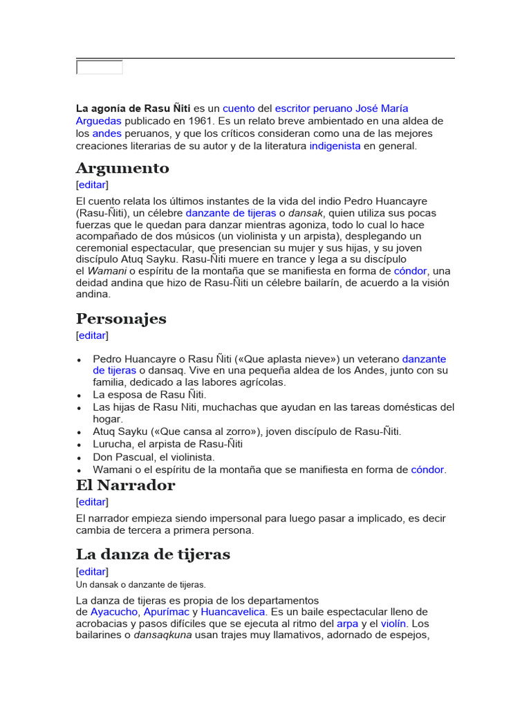 La Agonía de Rasu Ñiti | PDF | Bailes