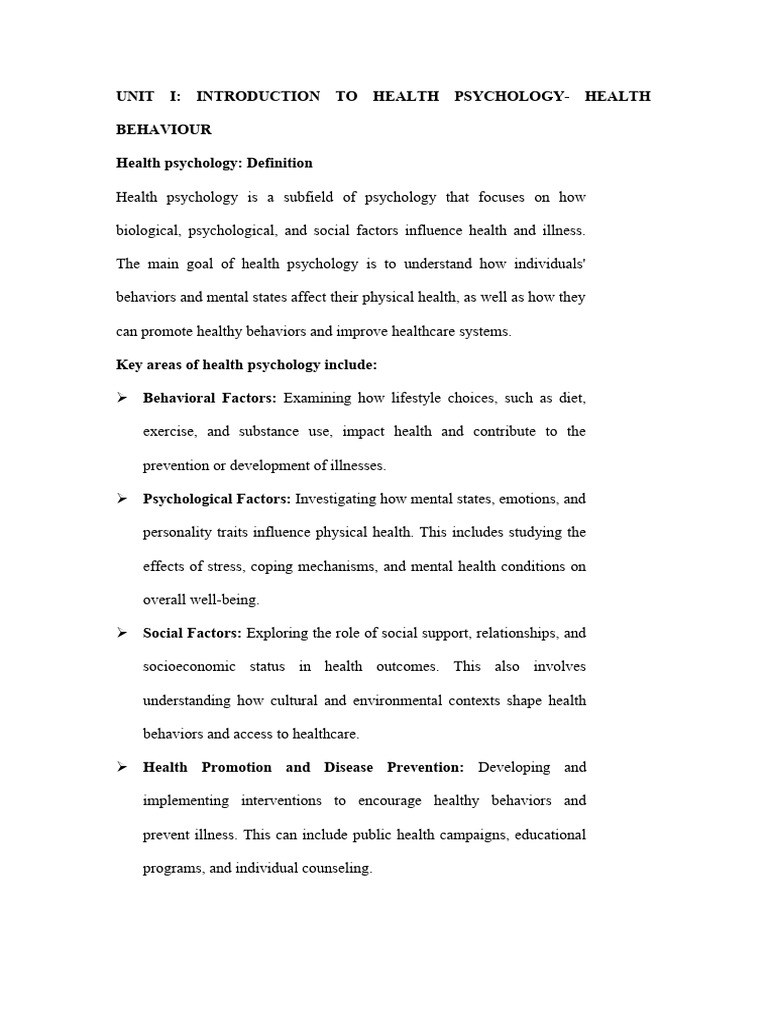 Introduction to Health Psychology | PDF | Health Psychology | Psychology
