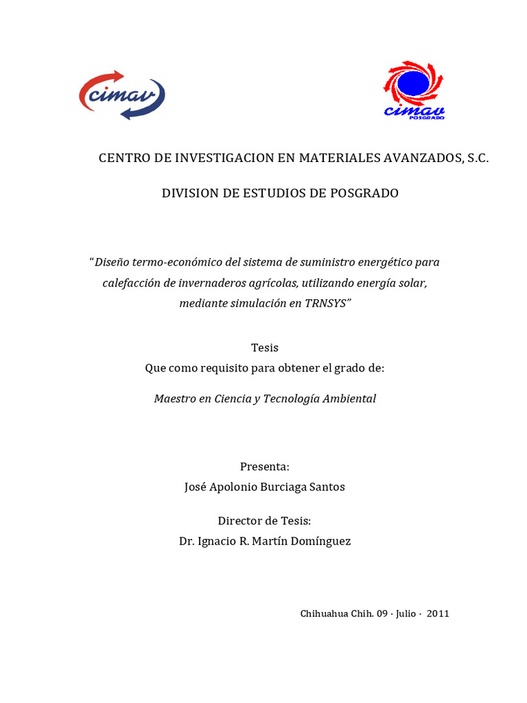 'José Apolonio Burciaga Santos - Maestría en Ciencia y Tecnología Ambiental | PDF | Invernadero ...