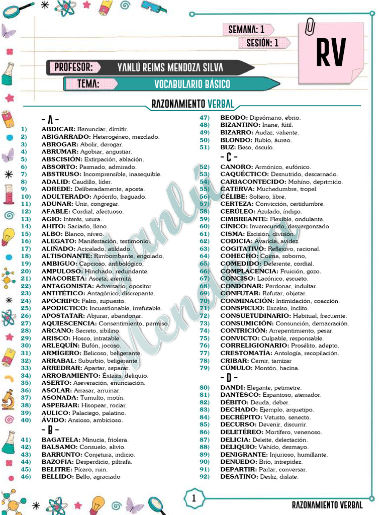 Vocabulario Básico | PDF