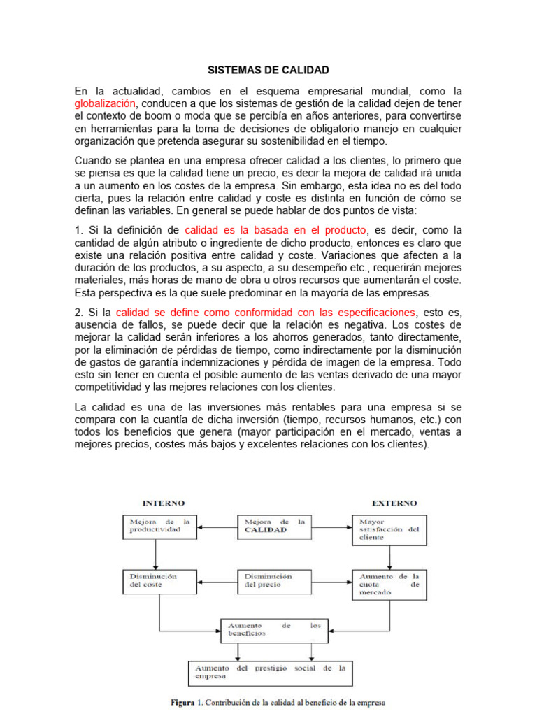 Importancia de los Sistemas de Calidad | PDF | Calidad (comercial ...