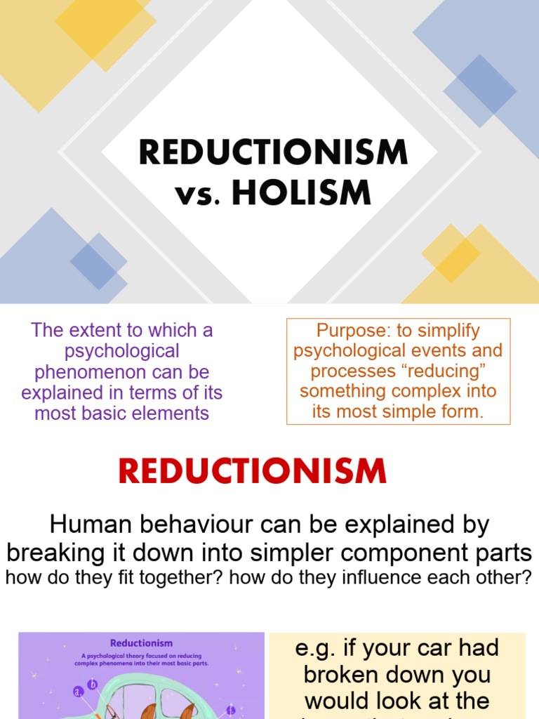 Reductionism vs. Holism | PDF | Holism | Reductionism