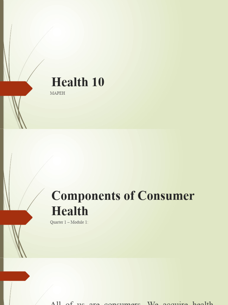 Consumer Health Components Guide | PDF | Health Care | Public Services