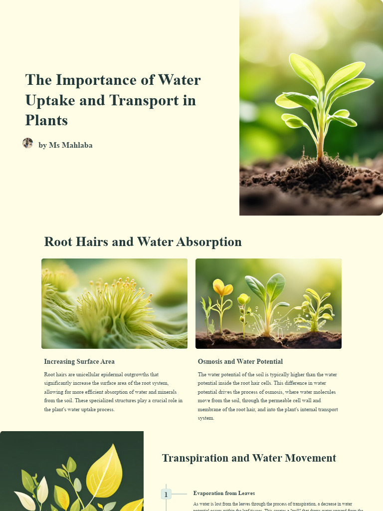 Water Uptake and Transport in Plants | PDF | Osmosis | Root