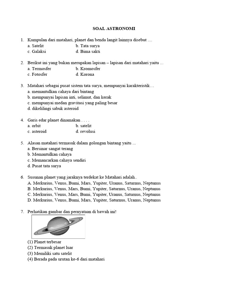 Soal Astronomi 1 | PDF | Sains & Matematika
