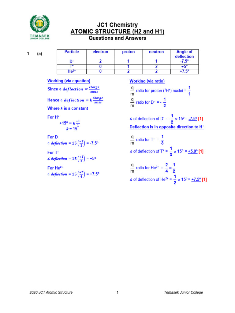 2021 Atomic Structure Tutorial (Answers) | PDF | Atomic Nucleus | Atoms