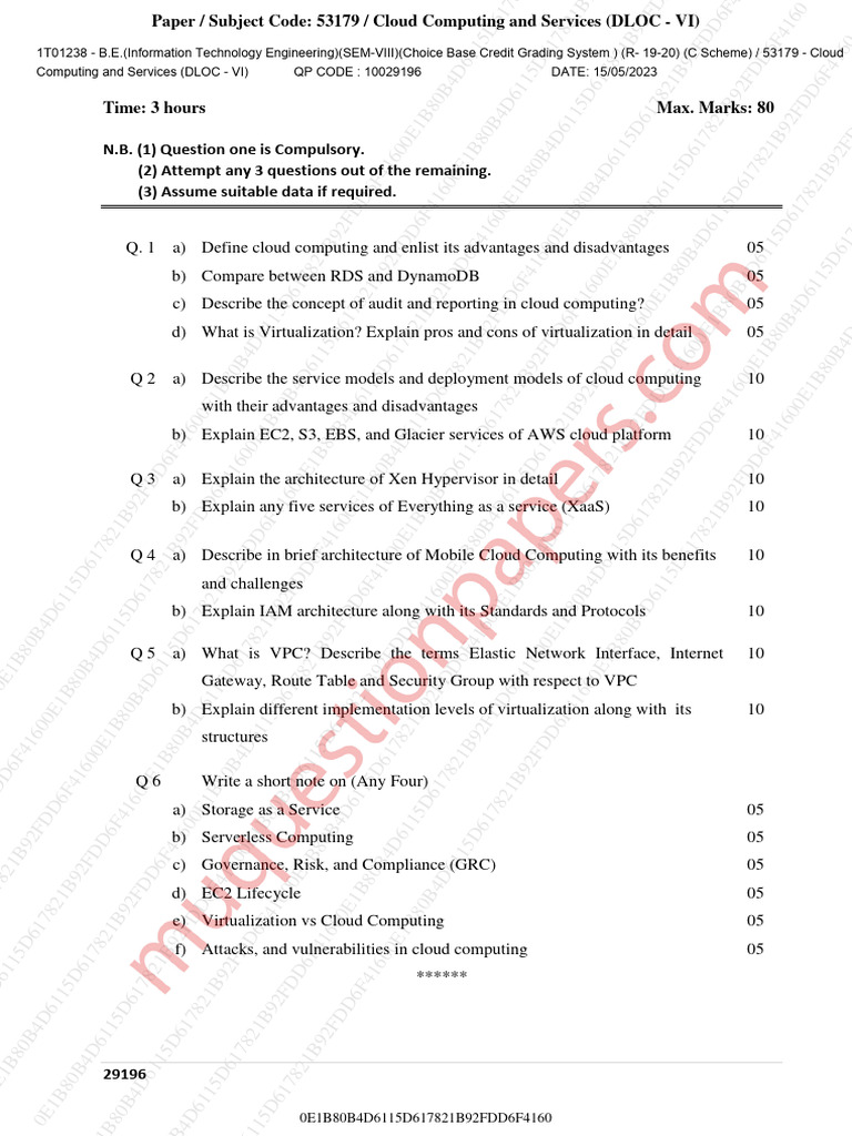 Be - Information Technology - Semester 8 - 2023 - May - Dloc VI Cloud Computing and Services Rev ...